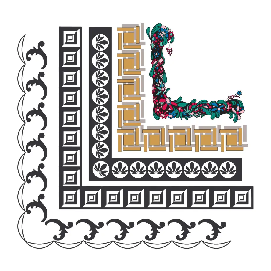 Antique decorative wedding frame: Museum picture border