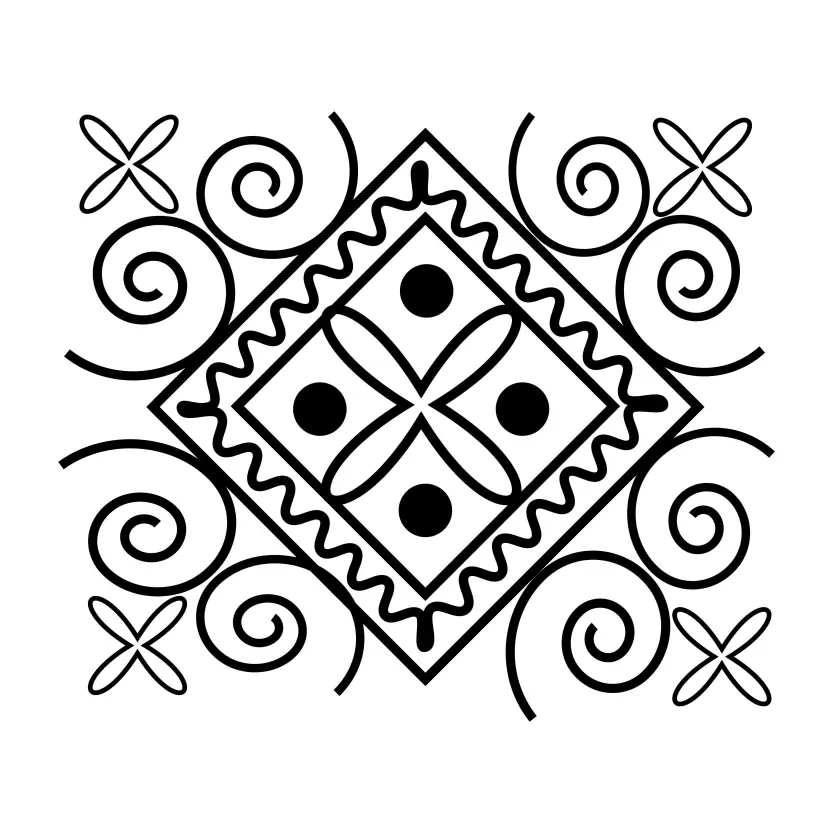 Square Template with Black and White Liquid Line Decoration Vector ...