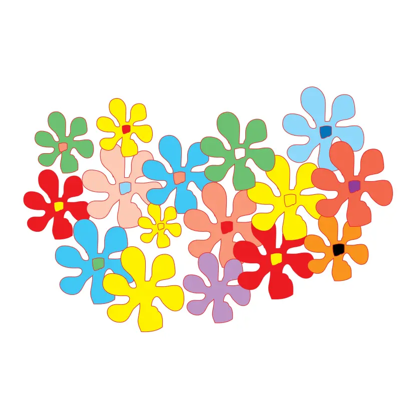 Mid Century Minimalist Rainbow Flower Power Vector