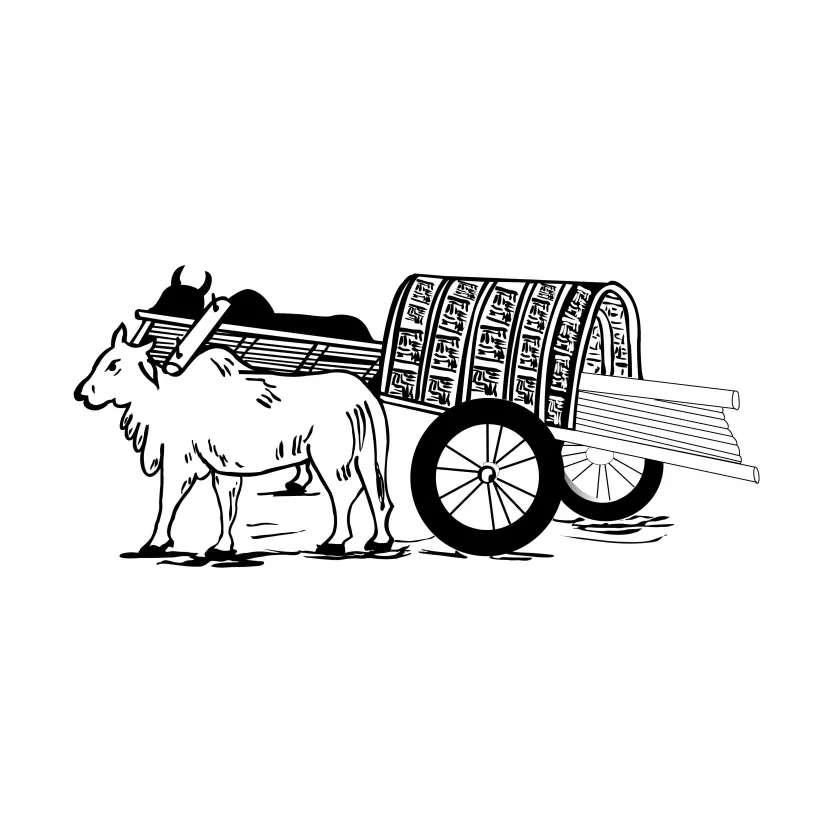 Gorur Gari - Bullock Cart Marka for Election Symbol Vector Clipart