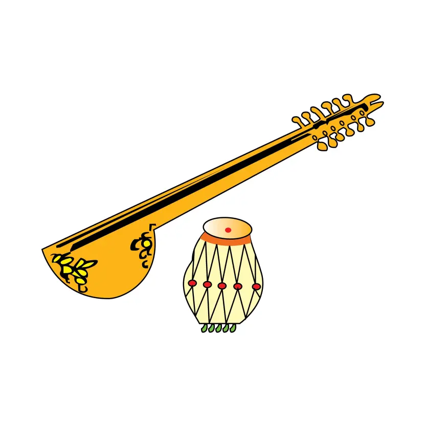 Indian Musical Instruments Vectors Dhol Pohela Boishakh Vector Illustration