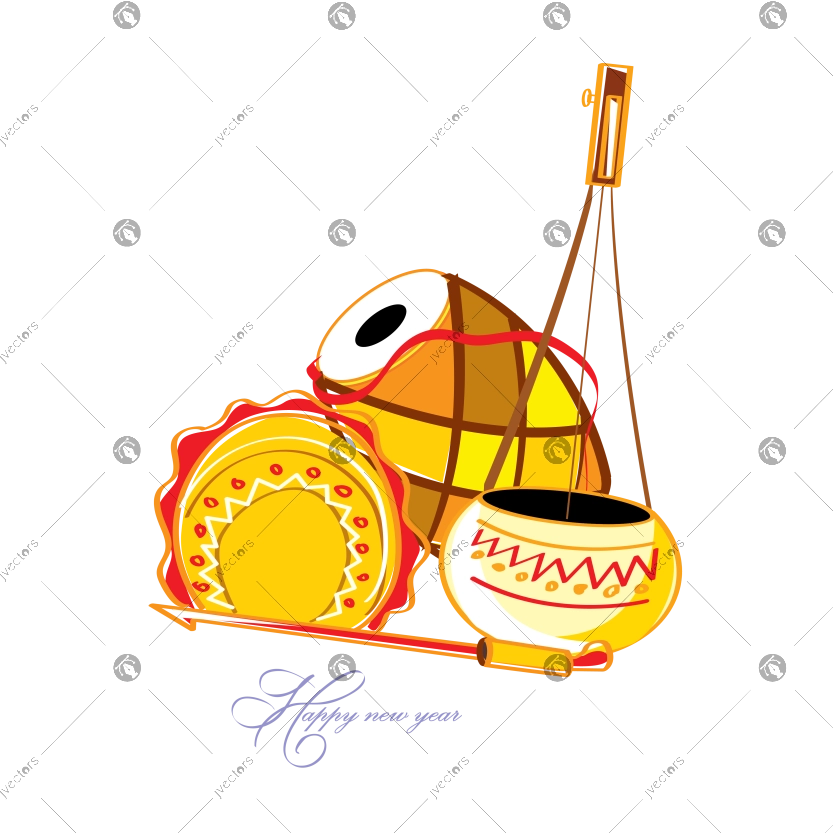 Happy New Year Dhol Tabla ektara and Hatpakha Bengali Calligraphy ...