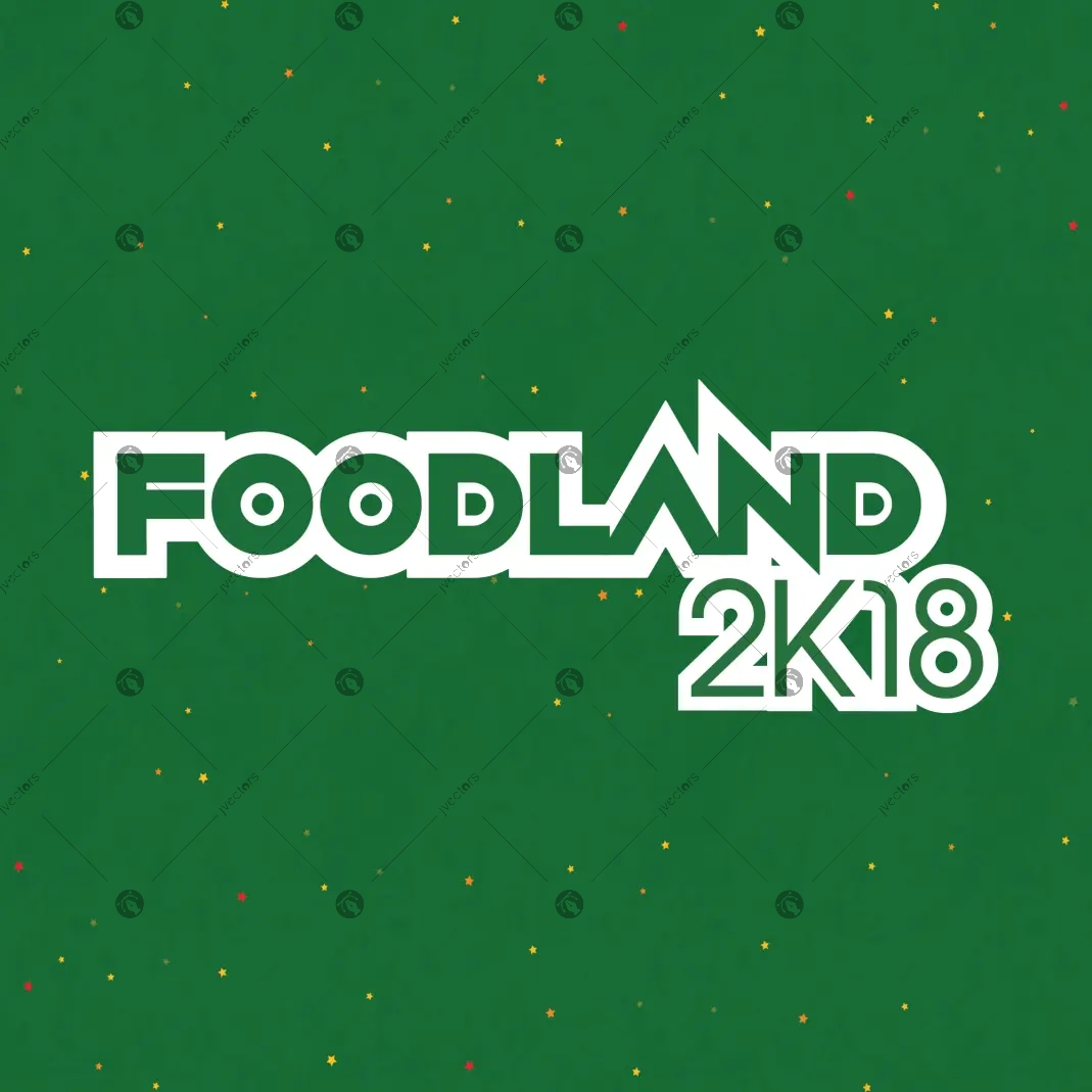 FoodLand 2K18 with Green Star Background Logo Vector